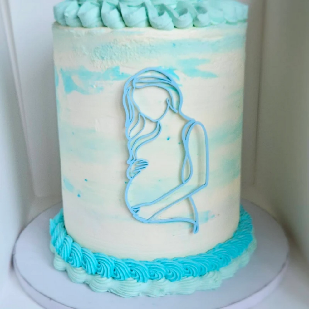 Acrylic Pregnant Woman Mother to be Line Art Cake Charm. Various Colou ...